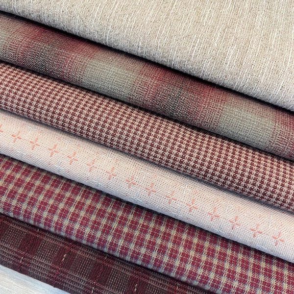 Japanese Yarn Dyed Fabric Set of 6 Fat Eighth Bundle Japanese Fabrics ...