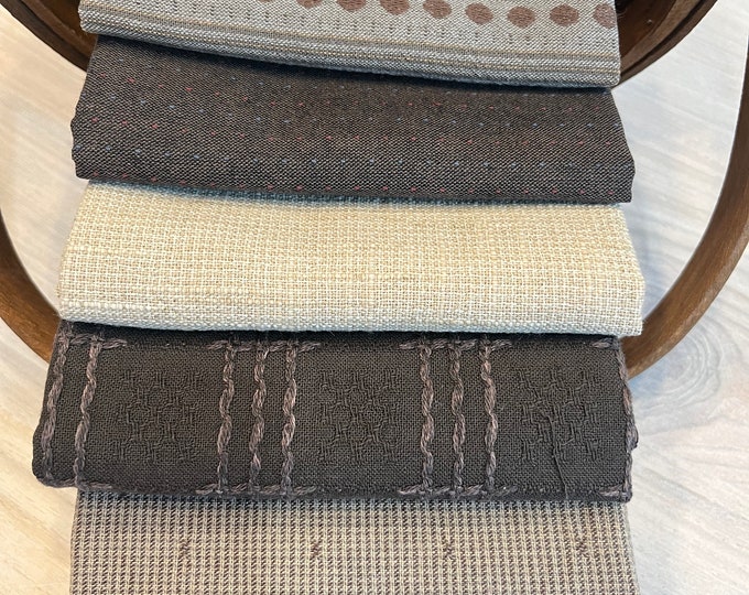 FREE SHIP Japanese Yarn Dyed Fabric Set of 6 Fat Quarter Bundle ...