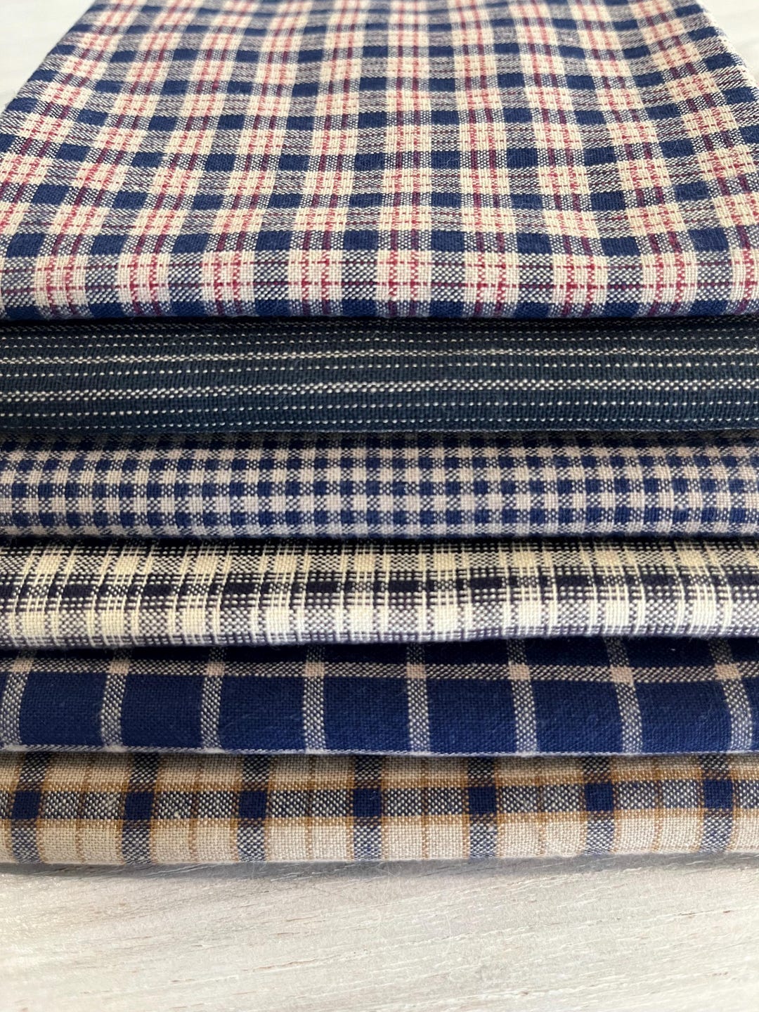 Japanese Yarn Dyed Fabric Set of 6 Fat Quarter Bundle Japanese Fabrics ...