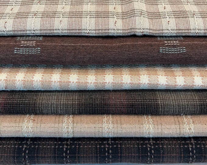 Japanese Yarn Dyed Fabric Set of 6 Fat Eighth Bundle Japanese Fabrics ...