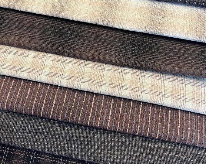 Japanese Yarn Dyed Fabric Set of 7 Fat Eighth Bundle Japanese Fabrics ...