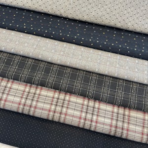 Japanese Yarn Dyed Fabric Set of 6 Fat Eighth Bundle Japanese Fabrics ...