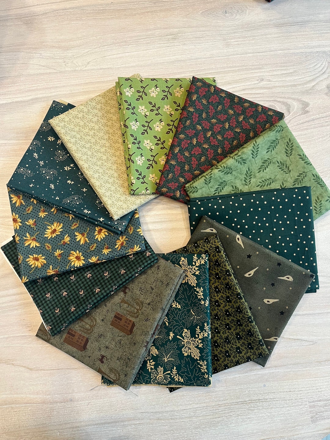 12 PC Fat Quarter Bundle Green Color Quilt Fabric Bundle - Etsy