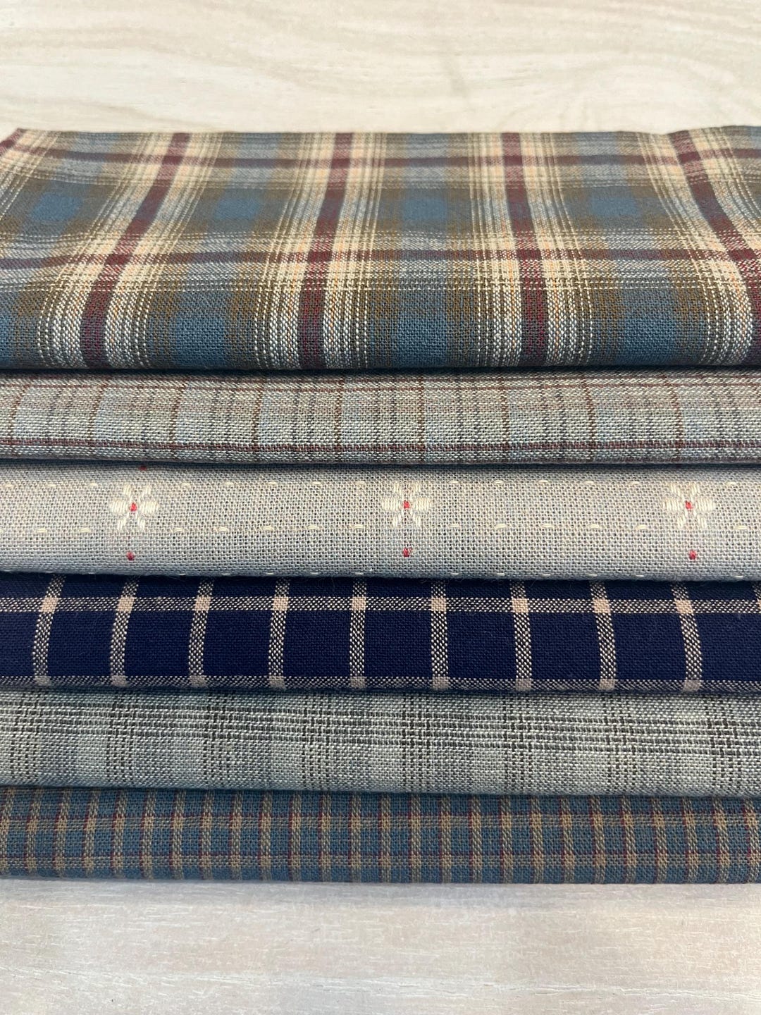 Japanese Yarn Dyed Fabric Set of 6 Fat Eighth Bundle Japanese Fabrics ...