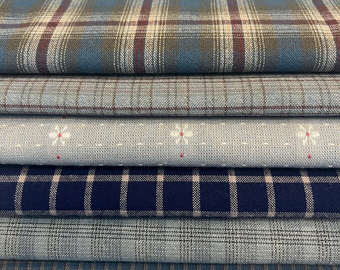 Japanese Yarn Dyed Fabric Set of 6 Fat Eighth Bundle Japanese Fabrics ...