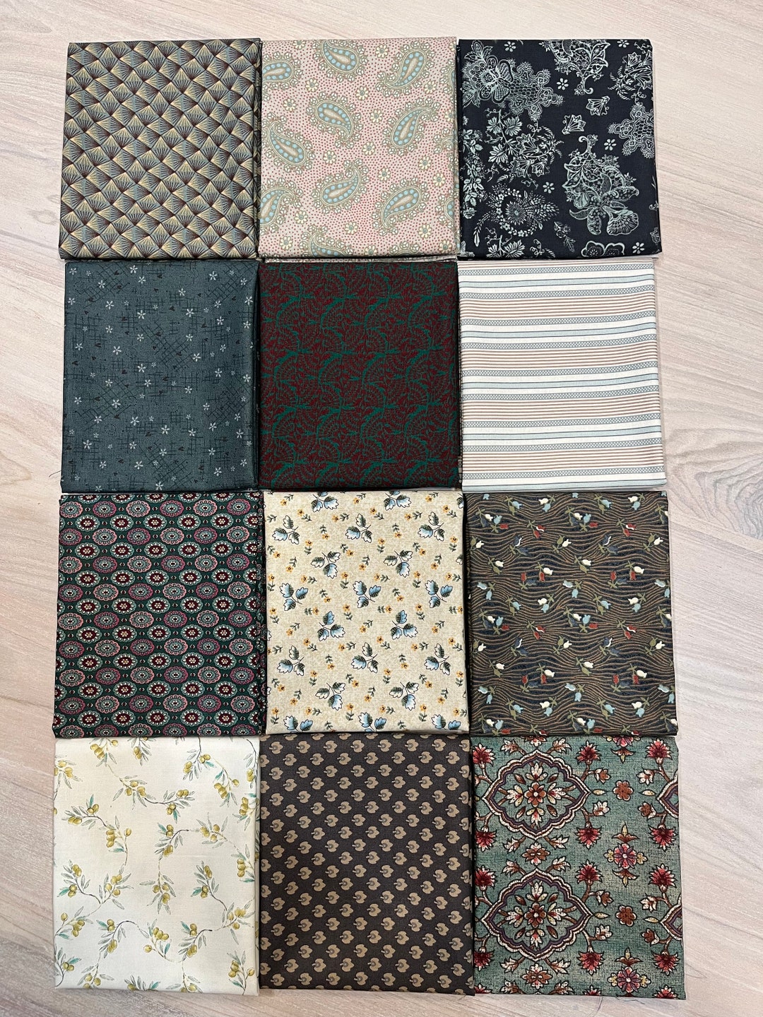 12 PC Fat Quarter Bundle Green Color Quilt Fabric Bundle - Etsy