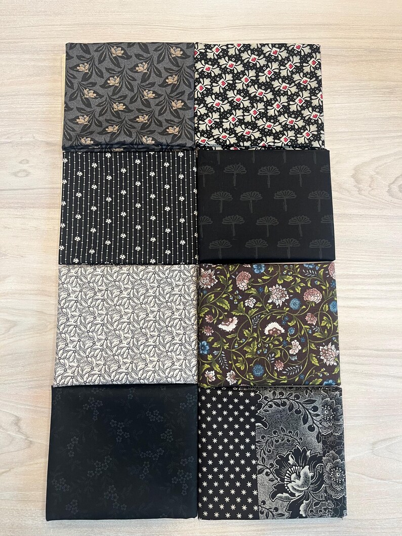 8 PC Fat Quarter Bundle, Black, Dark Grey Color Quilt Fabric Bundle - Etsy