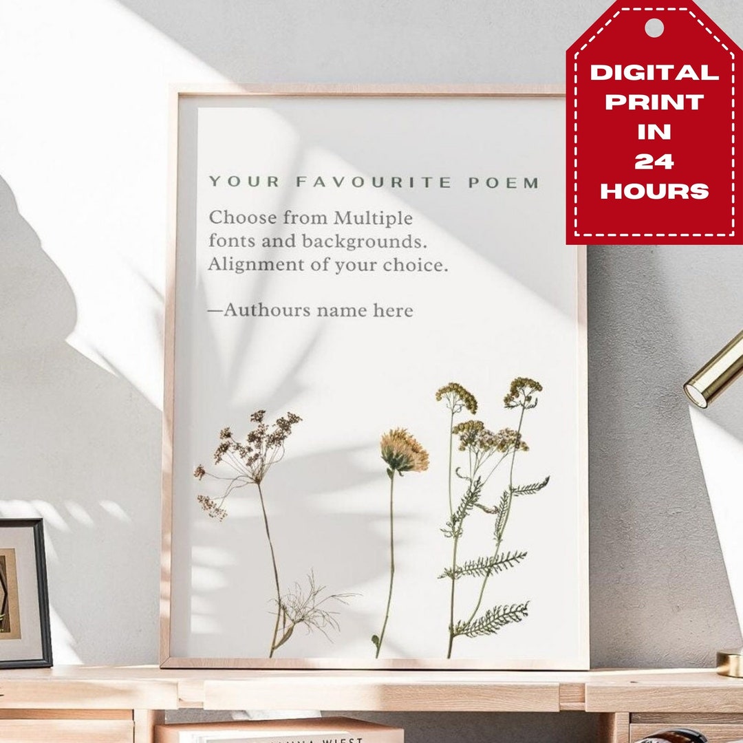 Custom Poem Print Wall Art, Quote Print, Custom Text Print ...