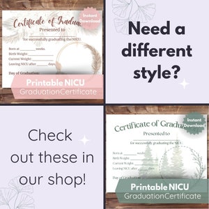 NICU Graduation Certificate NICU Baby Milestone Preemie Milestone Card ...