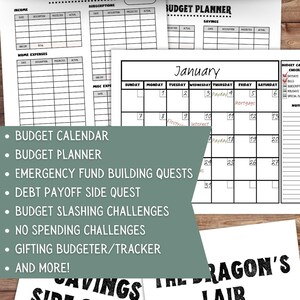 Printable Budget Planner Money Saving Challenge Debt Tracker Calendar ...