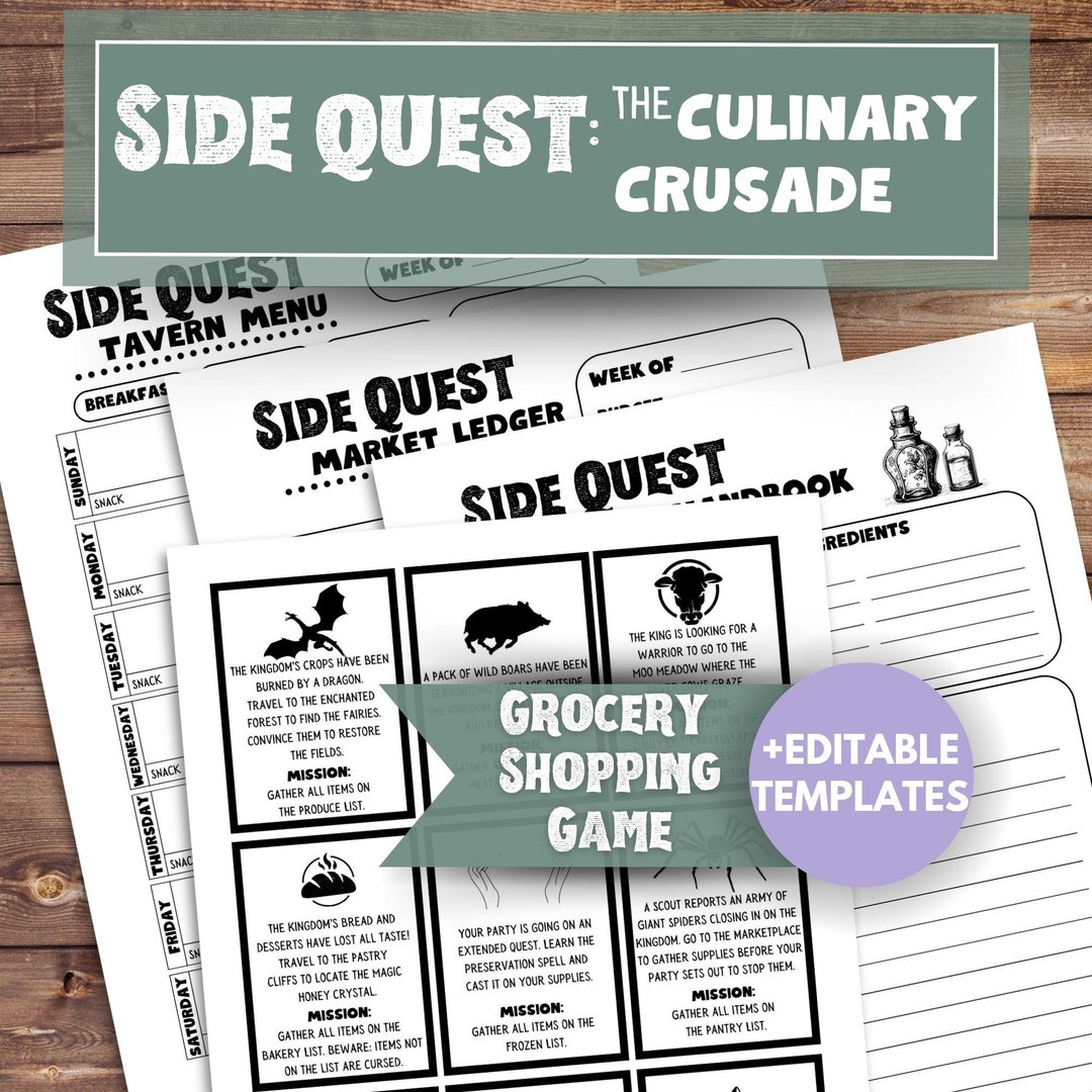 Editable Family Grocery List Game ADHD Weekly Meal Planner Printable ...