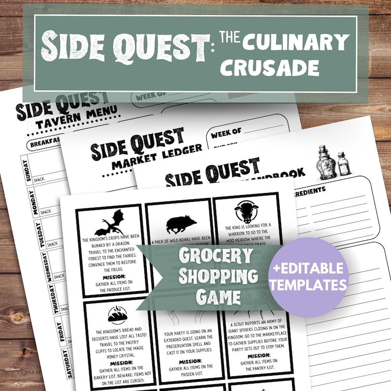 Editable Family Grocery List Game ADHD Weekly Meal Planner Printable ...
