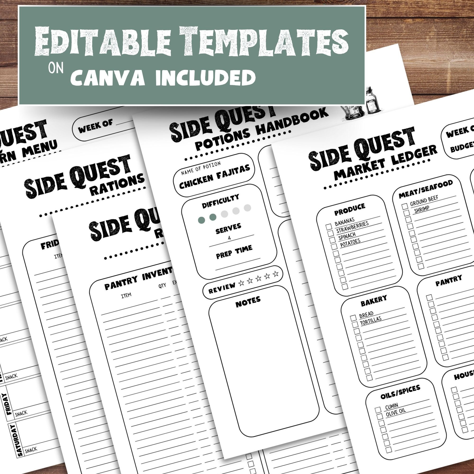 Editable Family Grocery List Game ADHD Weekly Meal Planner Printable ...