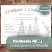 NICU Graduation Certificate NICU Woodland Baby Milestone Preemie ...