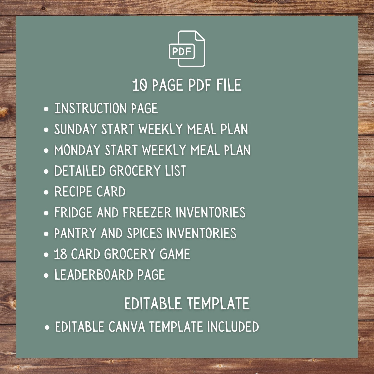Editable Family Grocery List Game ADHD Weekly Meal Planner Printable ...