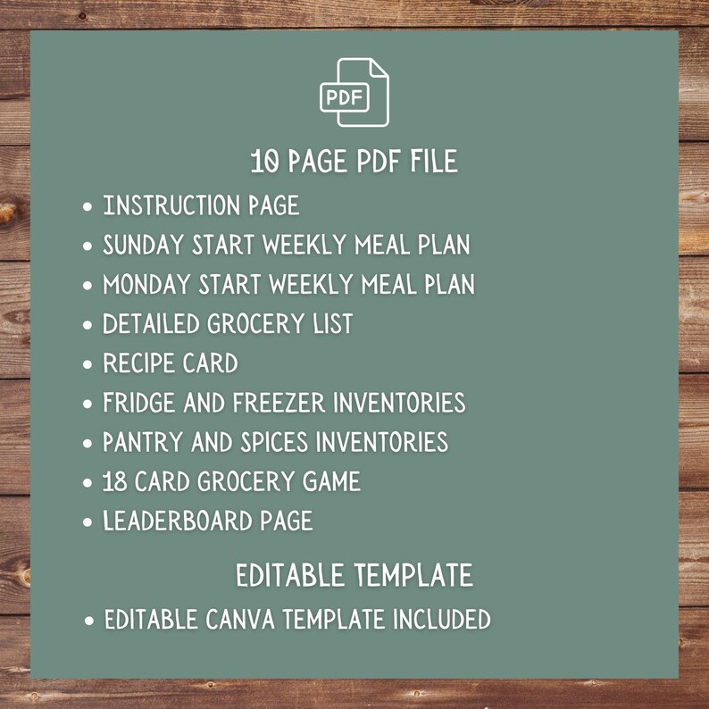 Editable Family Grocery List Game ADHD Weekly Meal Planner Printable ...