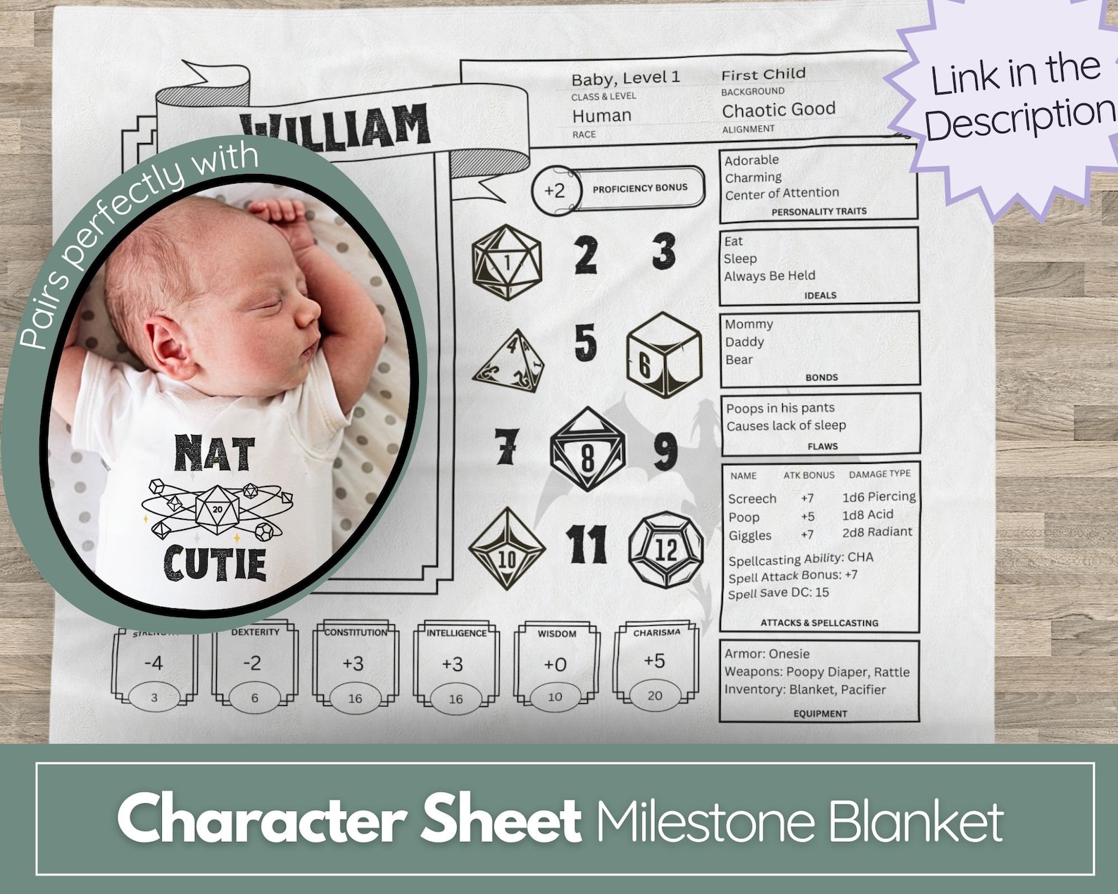 Nat 20 Dnd Baby Gift Nerd Baby Dnd Outfit Baby Dragon Shirt D&D Baby ...