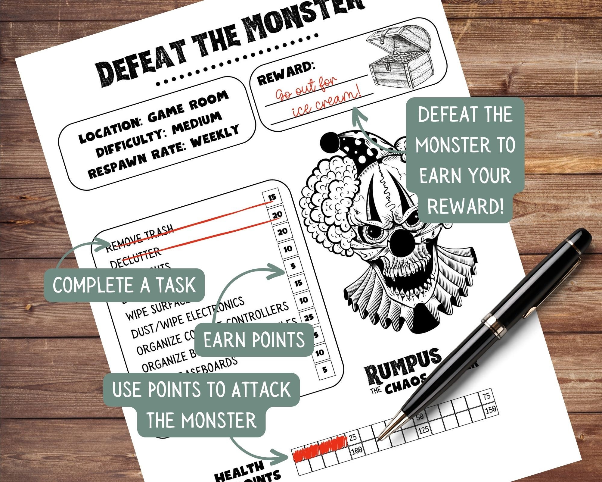 Editable Cleaning Checklist ADHD Kid Chore List Printable Chore Chart ...