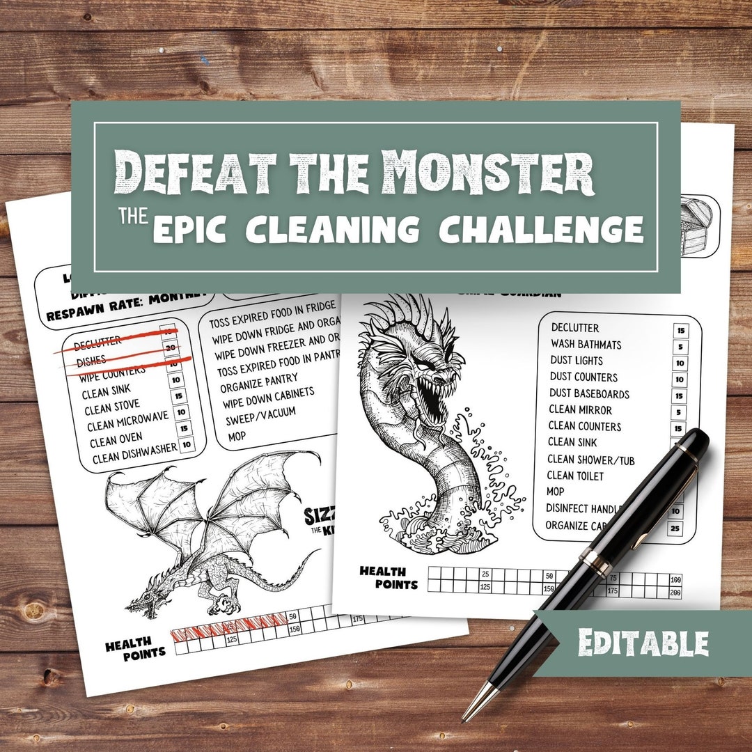 Editable Dnd Cleaning Checklist Game ADHD Cleaning List Printable Kid ...