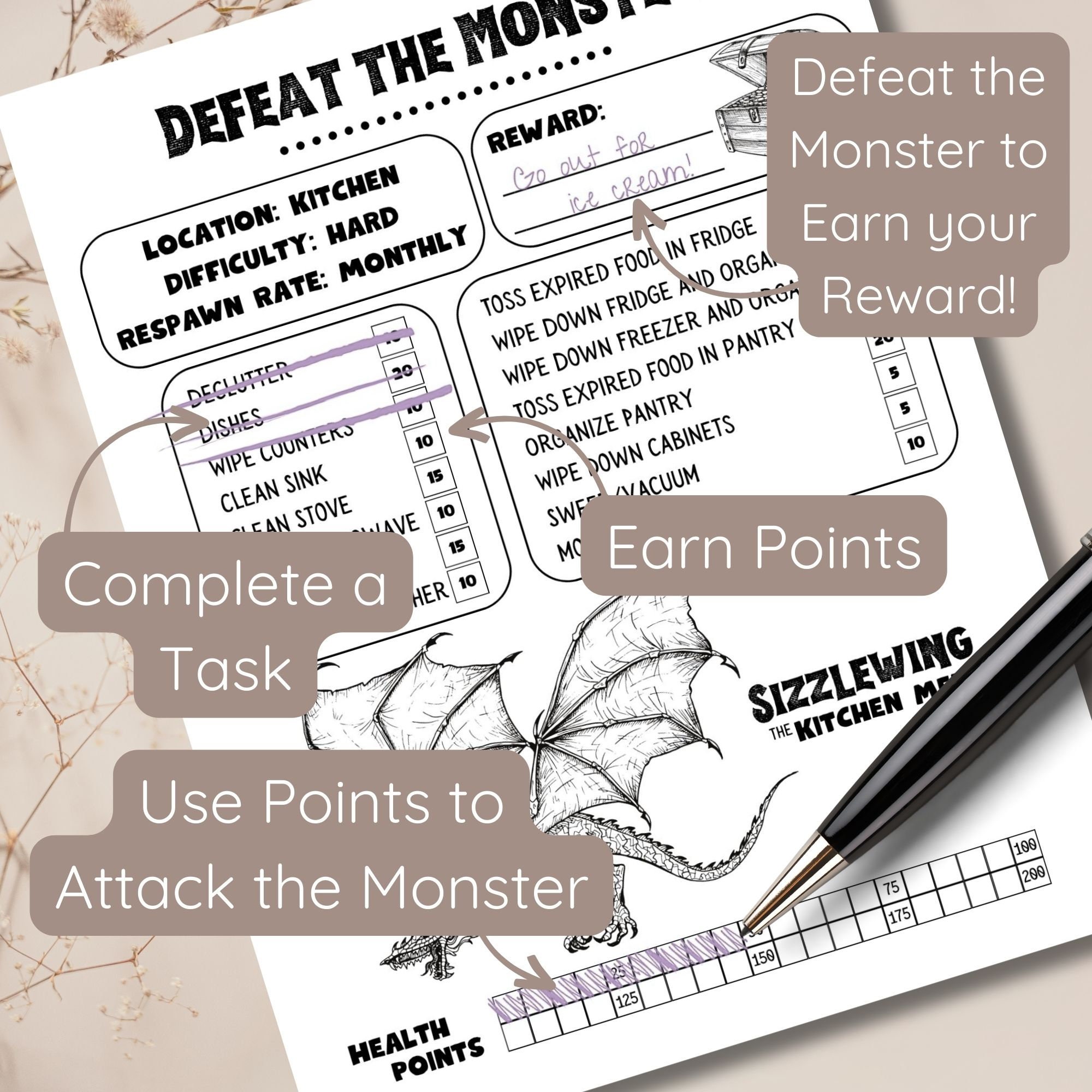 ADHD Kid Chore Chart ADHD Cleaning Checklist Kid Planner Printable ...