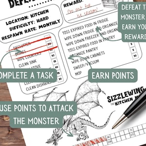 ADHD Cleaning Checklist Game ADHD Kid Chore List Printable Dnd Chore ...