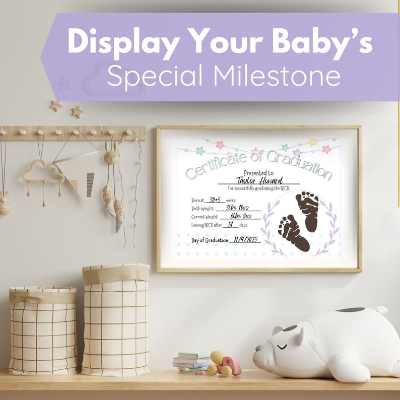 NICU Graduation Certificate NICU Baby Milestone Preemie Milestone Card ...