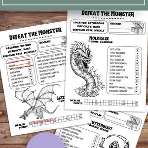 ADHD Cleaning Checklist Game ADHD Kid Chore List Printable Dnd Chore ...