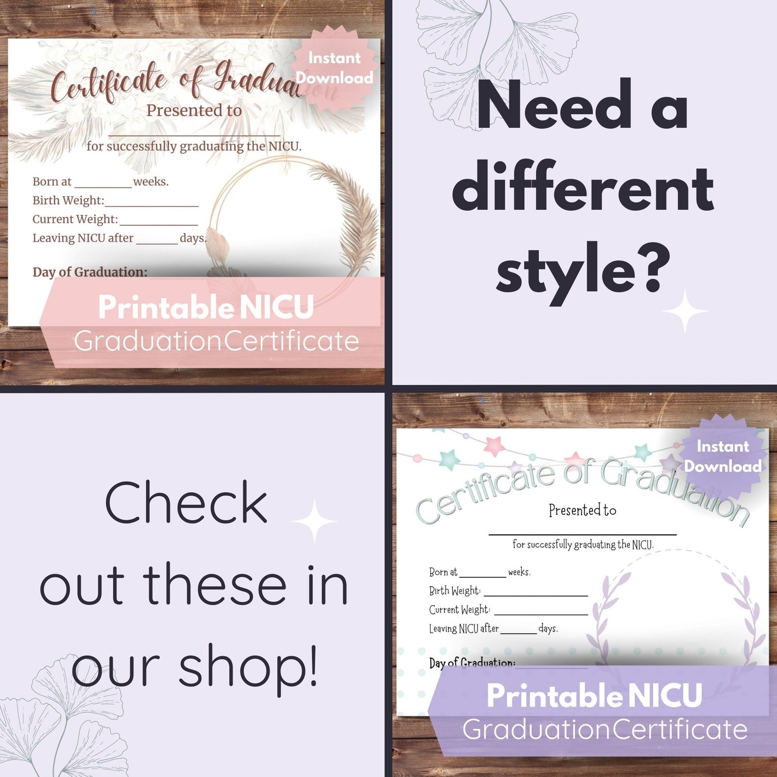 NICU Graduation Certificate NICU Woodland Baby Milestone Preemie ...