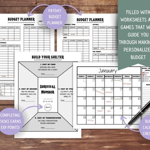 Printable Budget Planner Money Saving Challenge Debt Tracker Calendar ...
