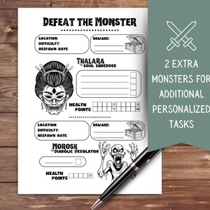 Craft Room Cleaning Checklist ADHD Chore Chart Editable Monster Chore ...