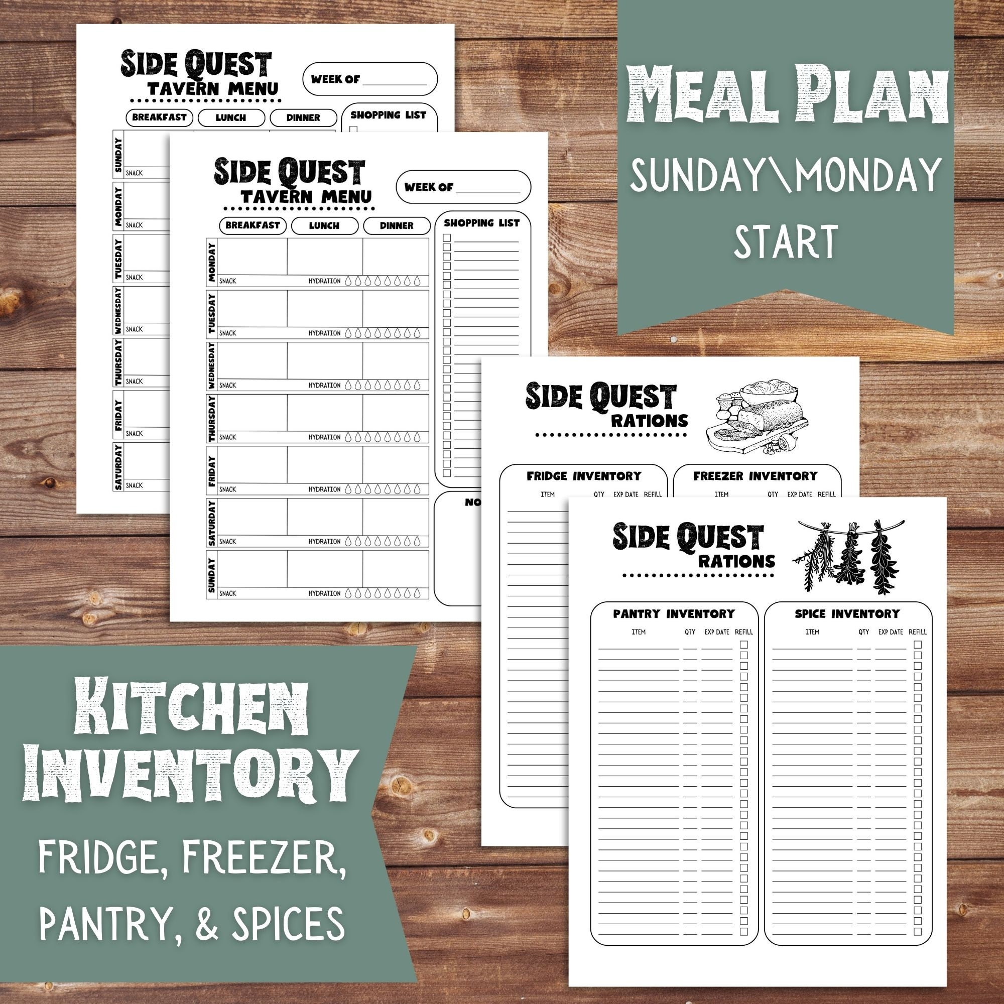 Editable Family Grocery List Game ADHD Weekly Meal Planner Printable ...