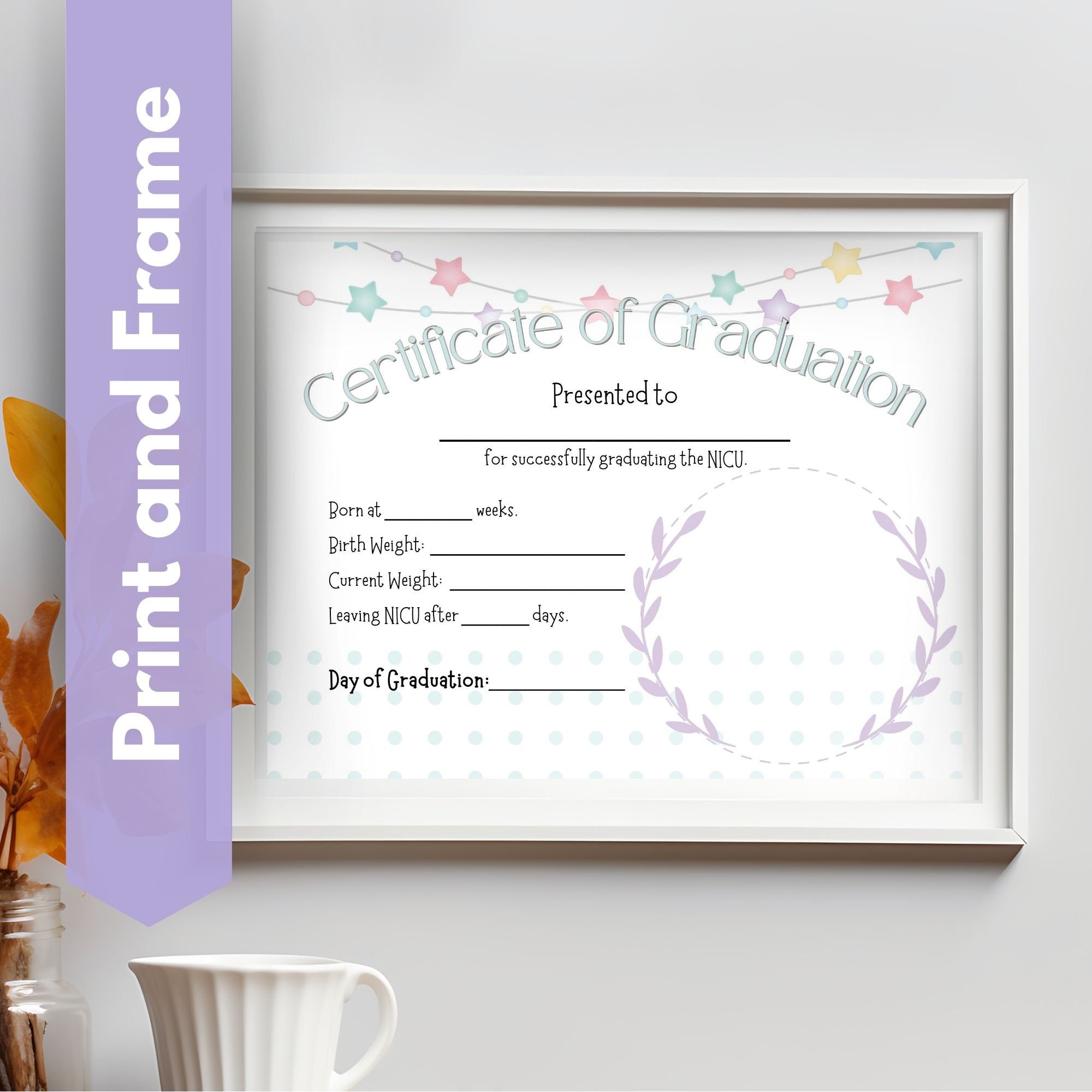 NICU Graduation Certificate NICU Baby Milestone Preemie Milestone Card ...