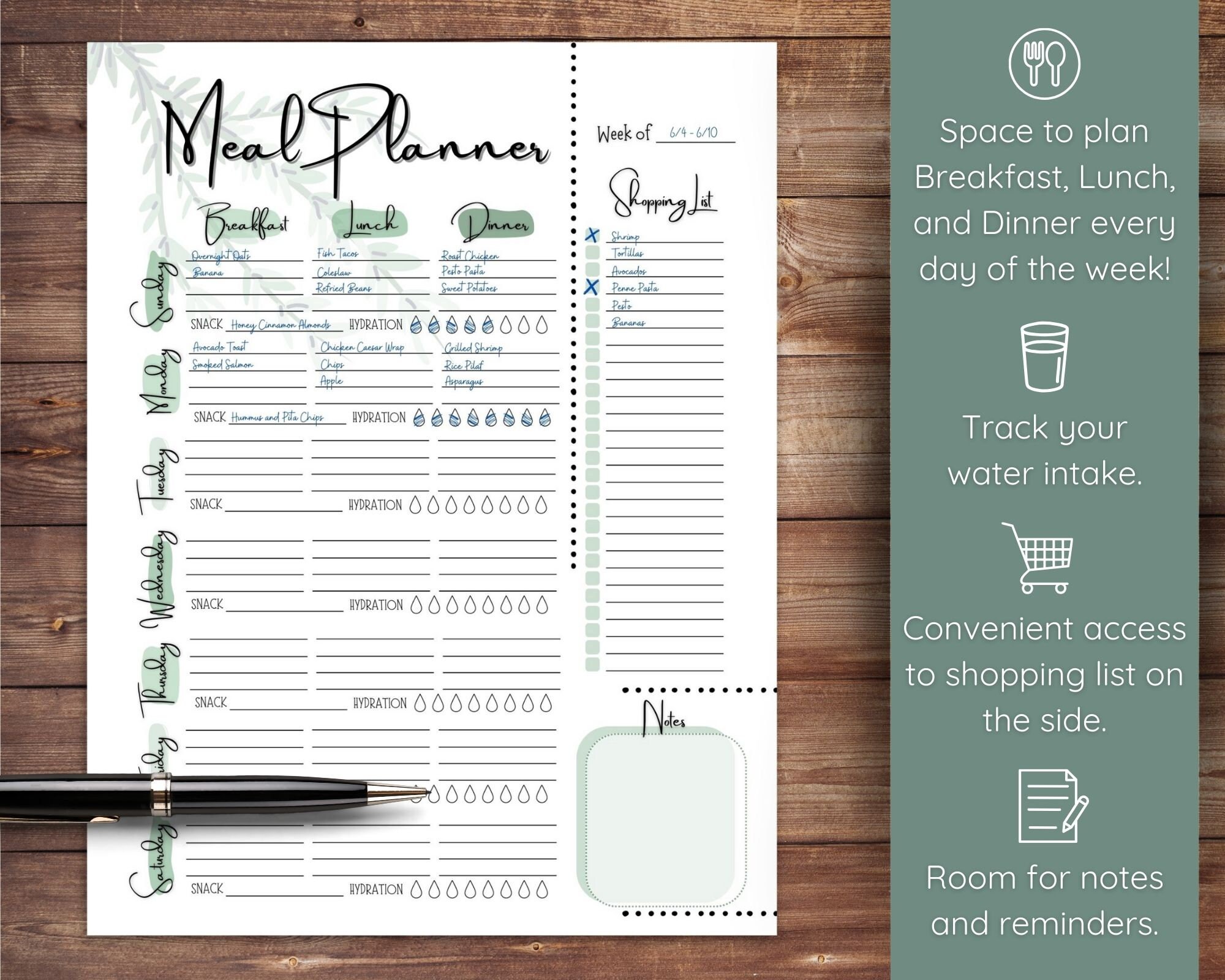 Editable Meal Planner Template Printable Grocery List Editable Pantry ...