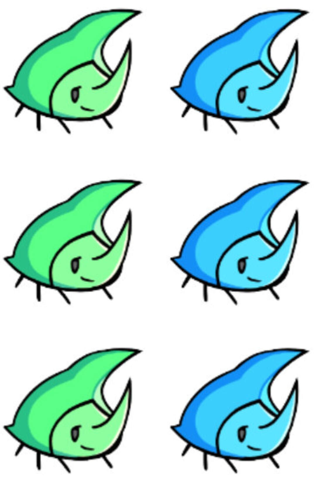 Cute Rhino Beetle Stickers - Blue and Green, 6 Pack - Etsy