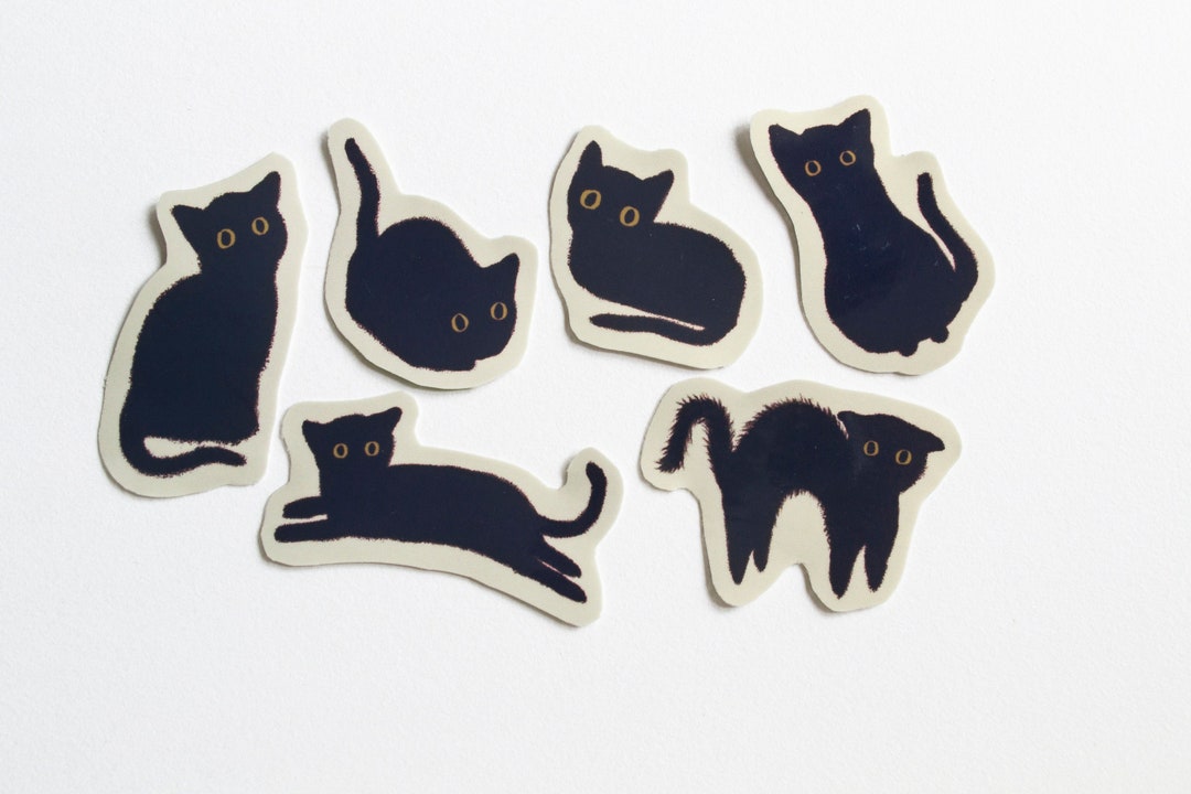 Black Cat Sticker Set Cute Stationary, Notebook, and Laptop Stickers ...