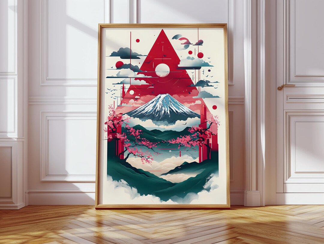 Mount Fuji Vibrant Graphic Poster, Japanese Mount Fuji View - Etsy