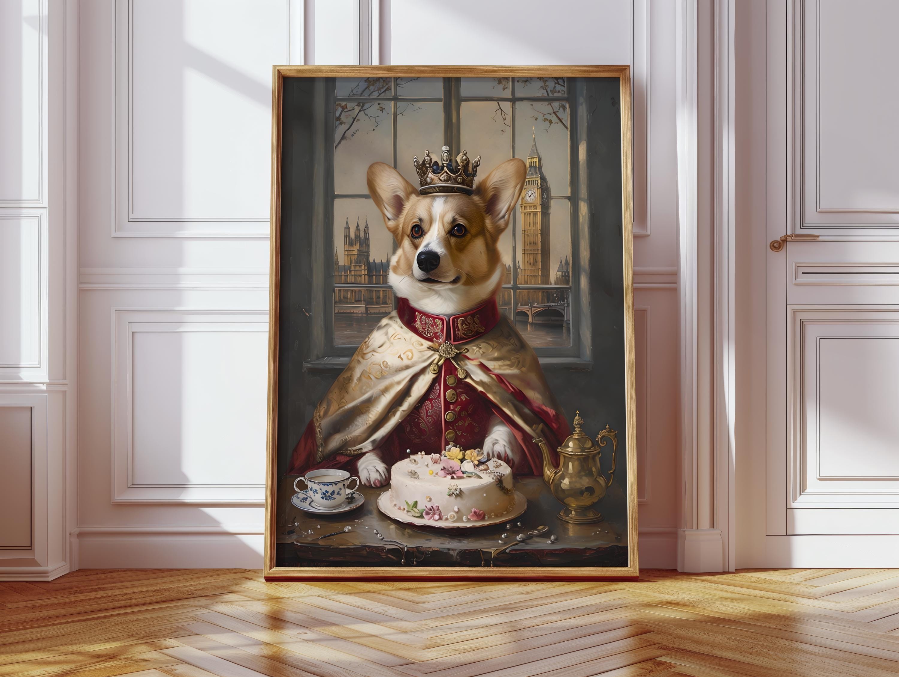 Regal Corgi Digital Wall Art, Royal Corgi Dog Printable Poster, Corgi ...