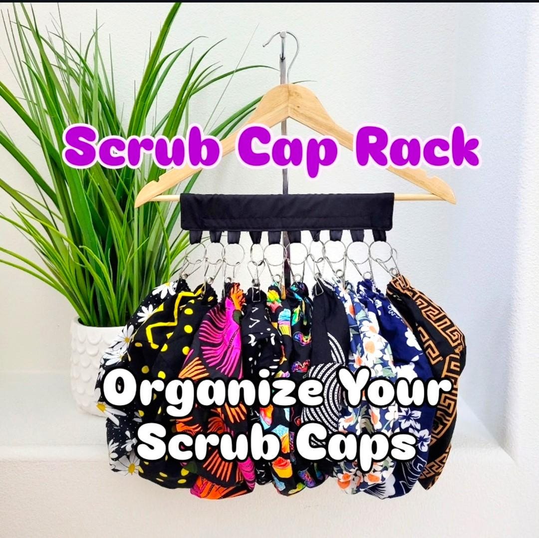 Grab and Go, Scrub Cap Rack Holds up to 10 Scrub Caps, Clothes Hanger ...