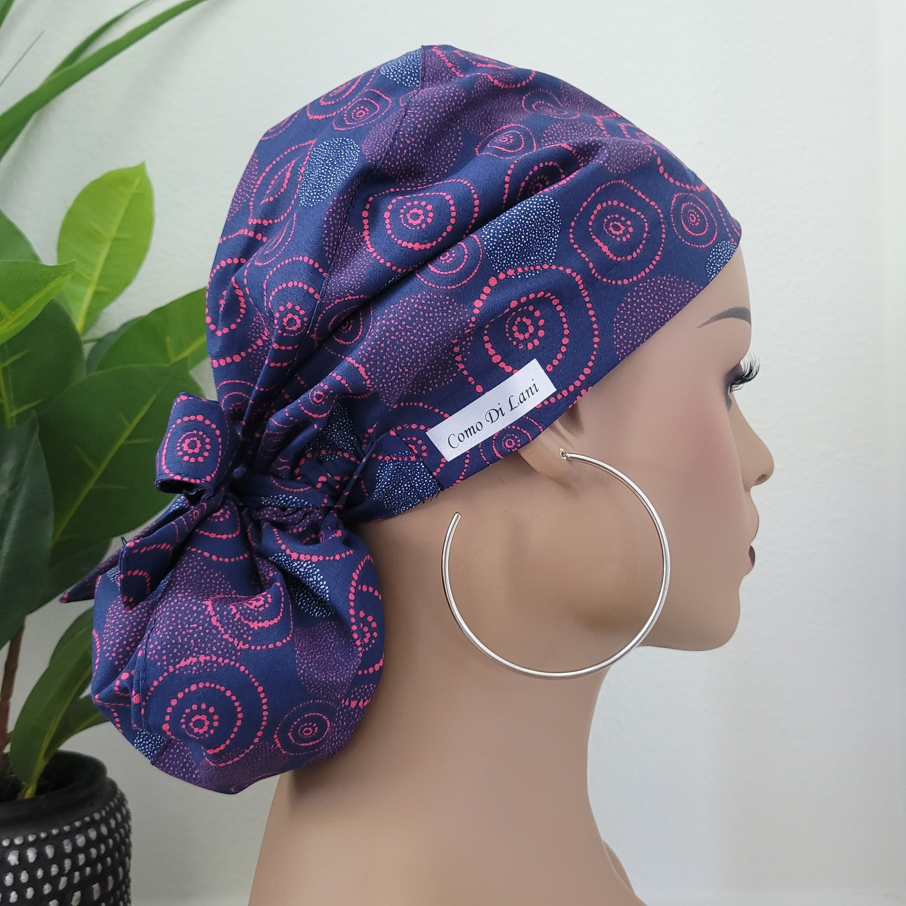 Medium Satin Lined Scrub Hat, Protect Hair W/satin Lined Ponytail Scrub ...