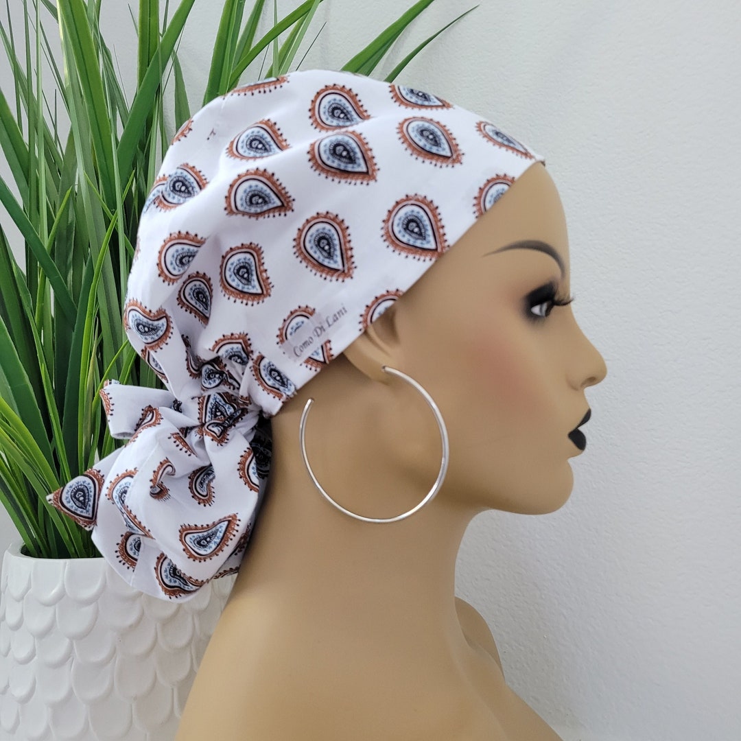 Large Satin Lined Scrub Hat, Protect Hair W/satin Lined Ponytail Scrub ...