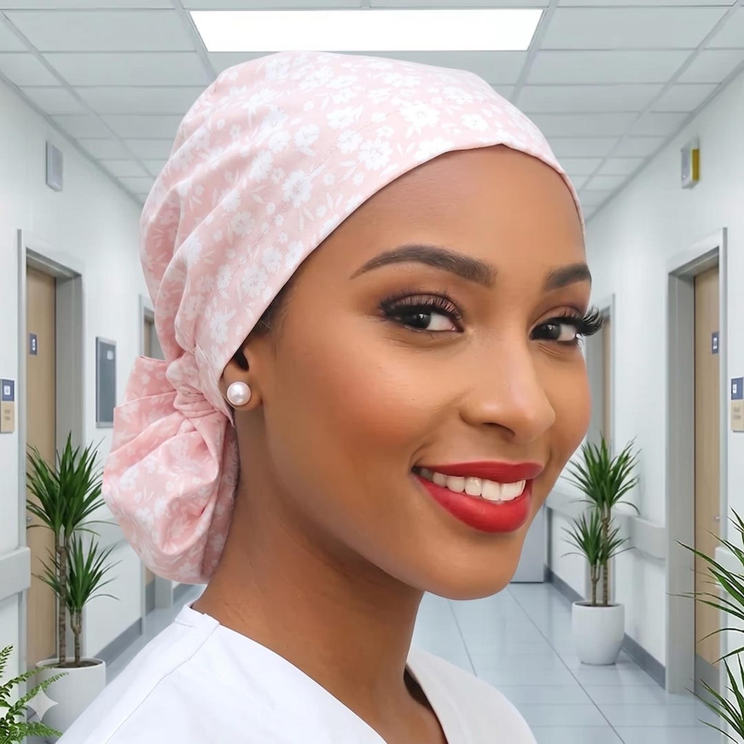 Large, Satin Lined Scrub Hat, Protect Hair W/satin Lined Ponytail Scrub ...