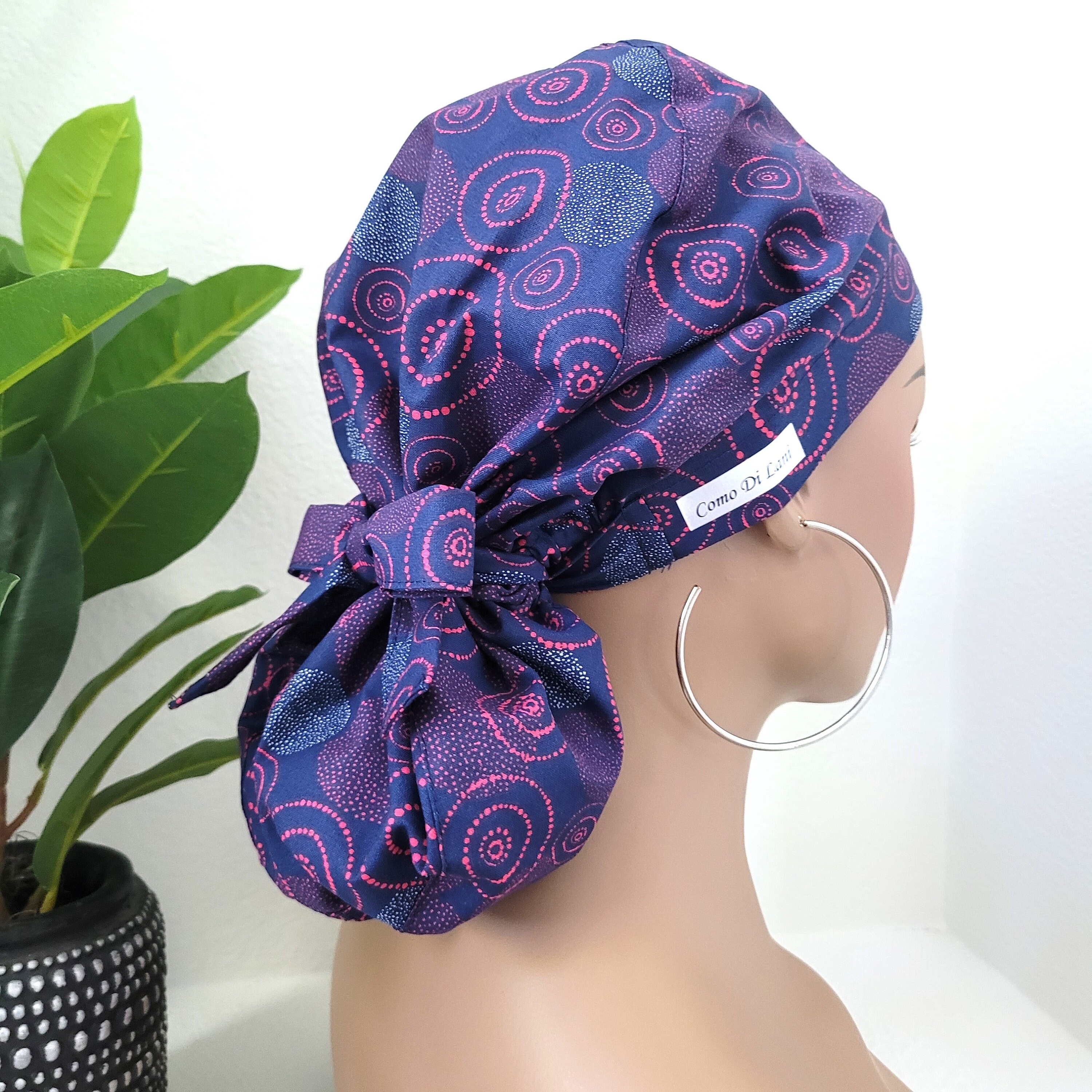 Large Satin Lined Scrub Hat, Protect Hair W/satin Lined Ponytail Scrub ...