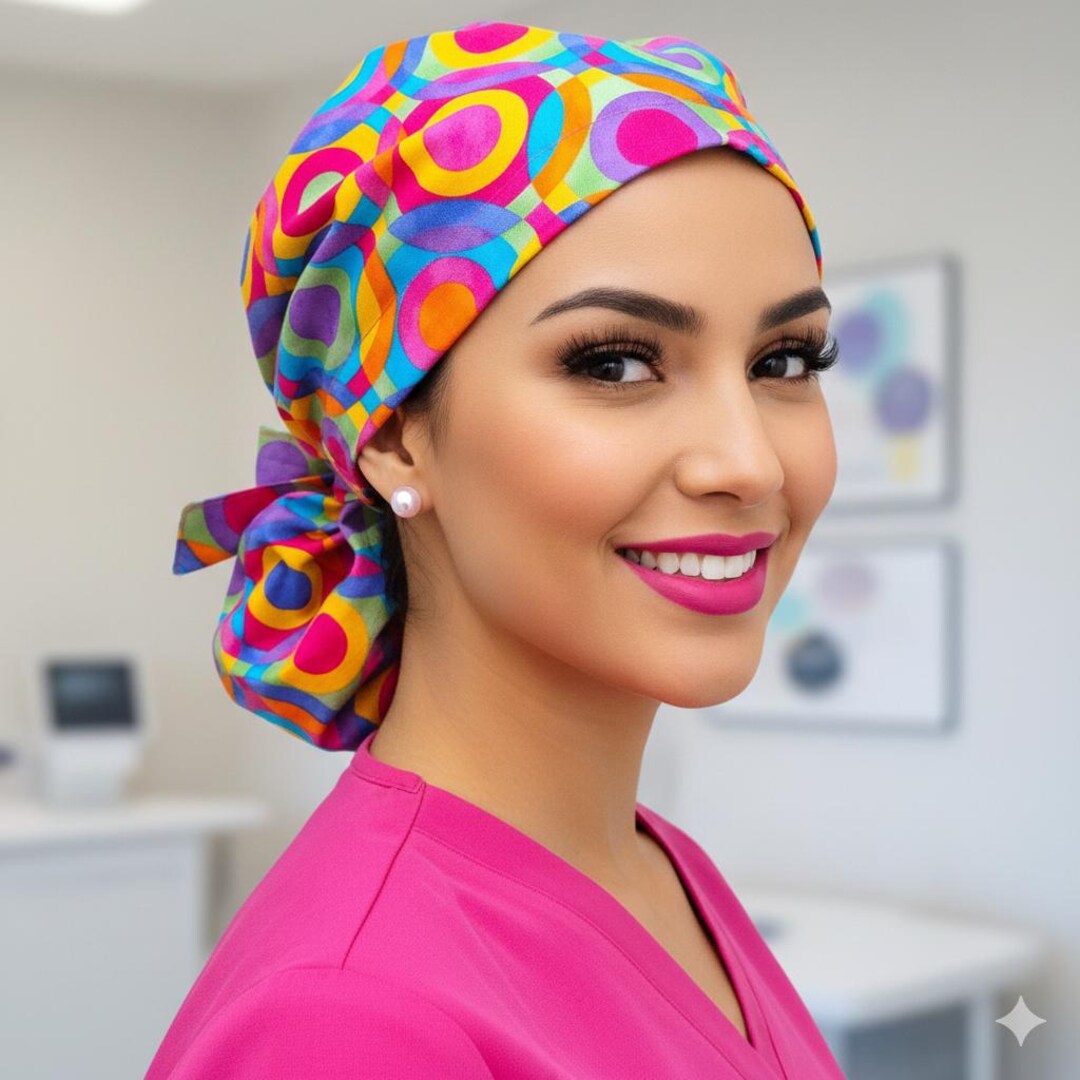 Large, Satin Lined Scrub Hat, Protect Hair W/satin Lined Ponytail Scrub ...