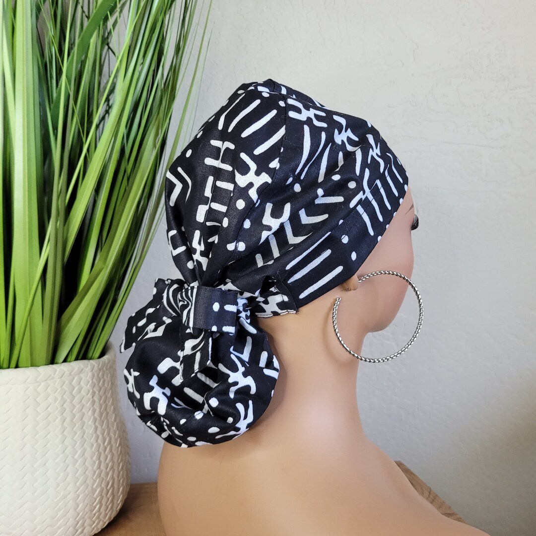 Medium Satin Lined Scrub Hat, Protect Hair W/satin Lined Ponytail Scrub ...