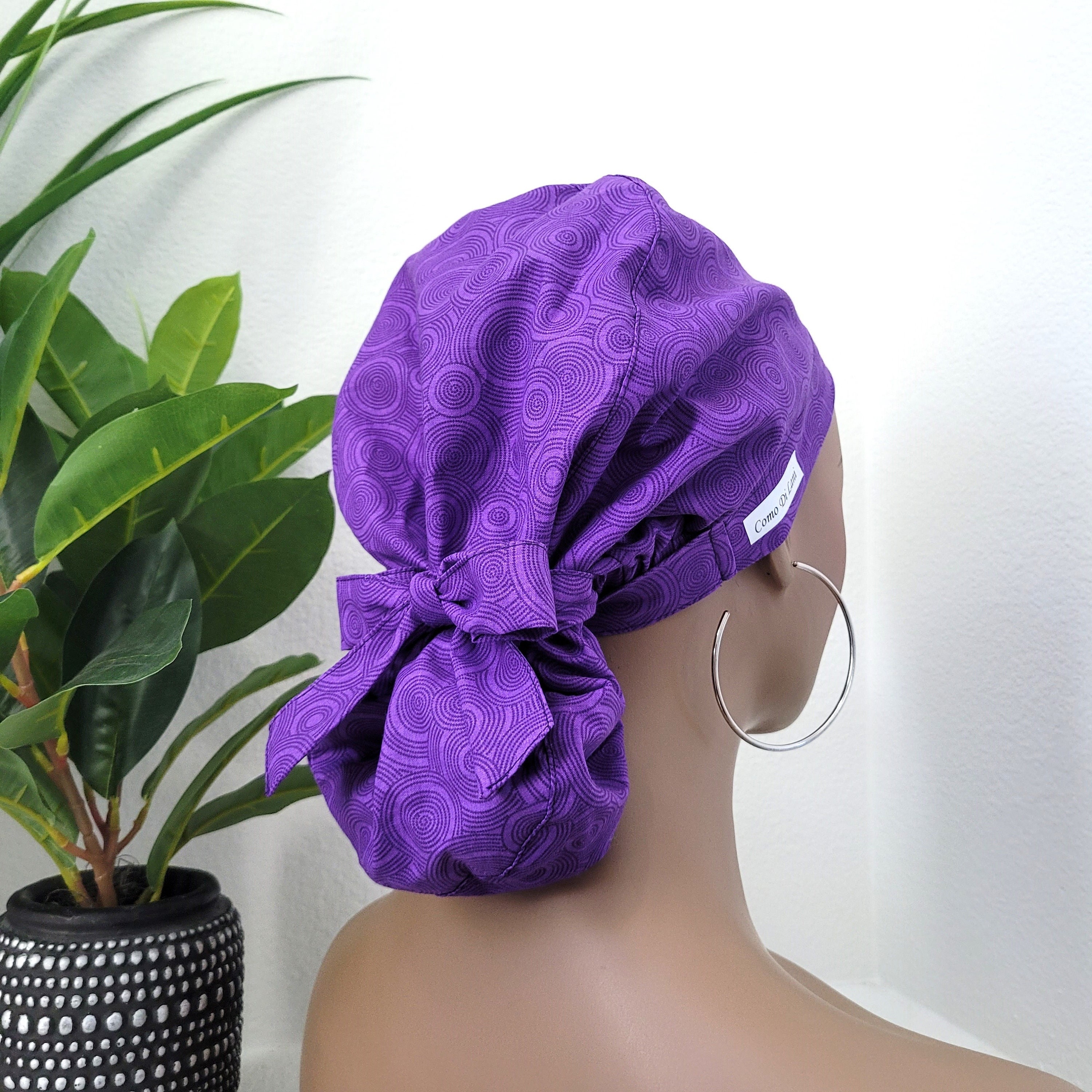 Large Satin Lined Scrub Hat, Protect Hair W/satin Lined Ponytail Scrub ...