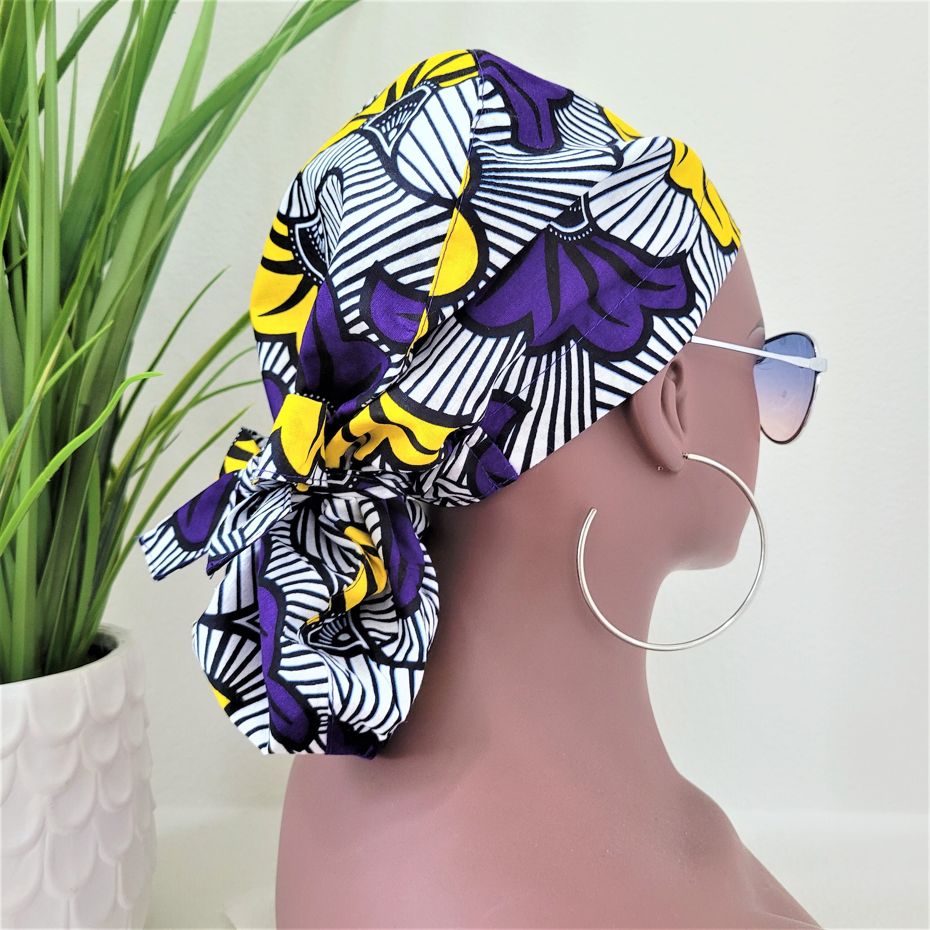 Large Scrub Cap, Protect Hair W/satin Lined Ponytail Scrub Cap, Button ...