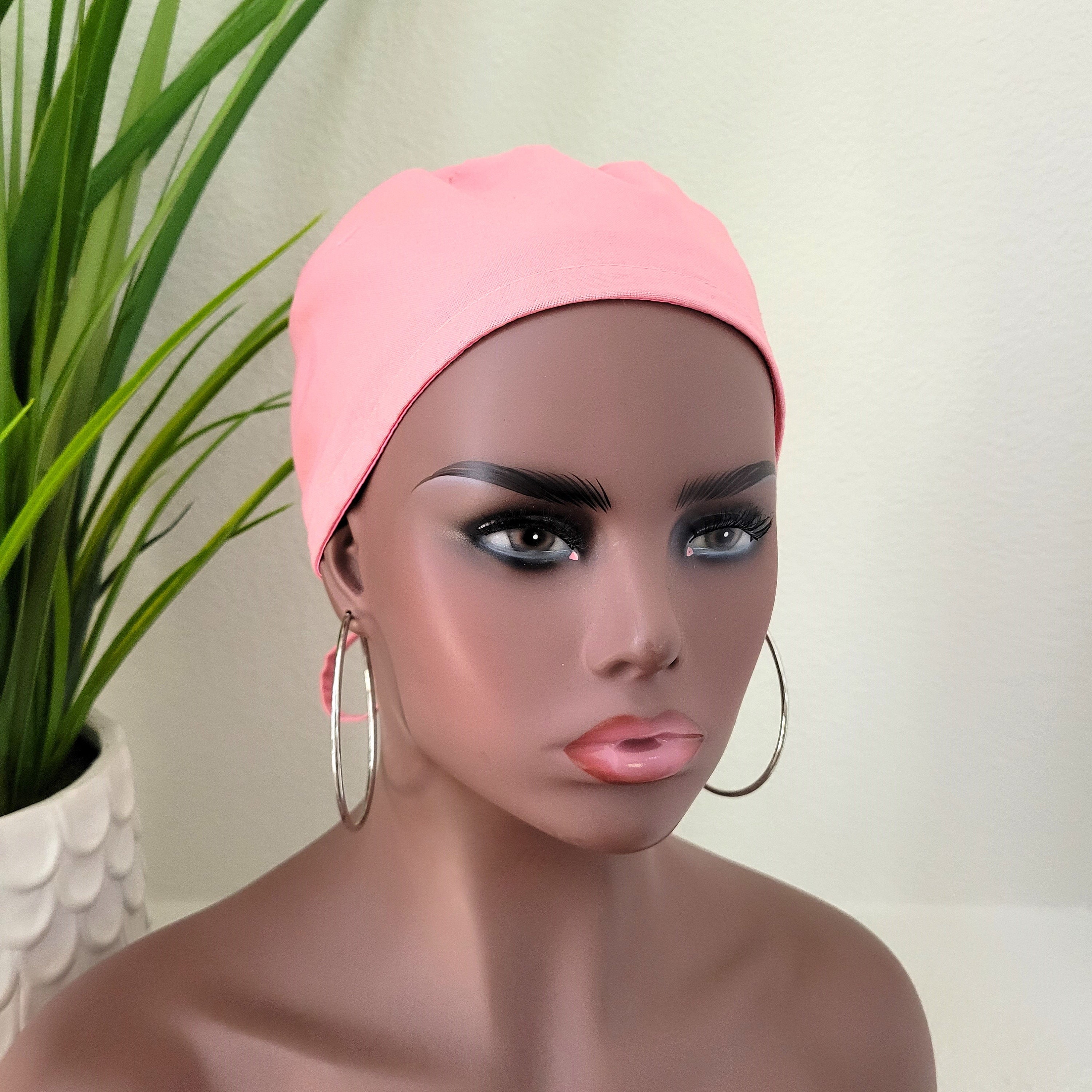 Medium, Pink Surgical Satin Lined Scrub Hat, Protect Hair W/satin Lined ...