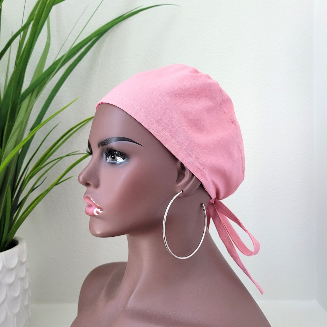 Medium, Pink Surgical Satin Lined Scrub Hat, Protect Hair W/satin Lined ...