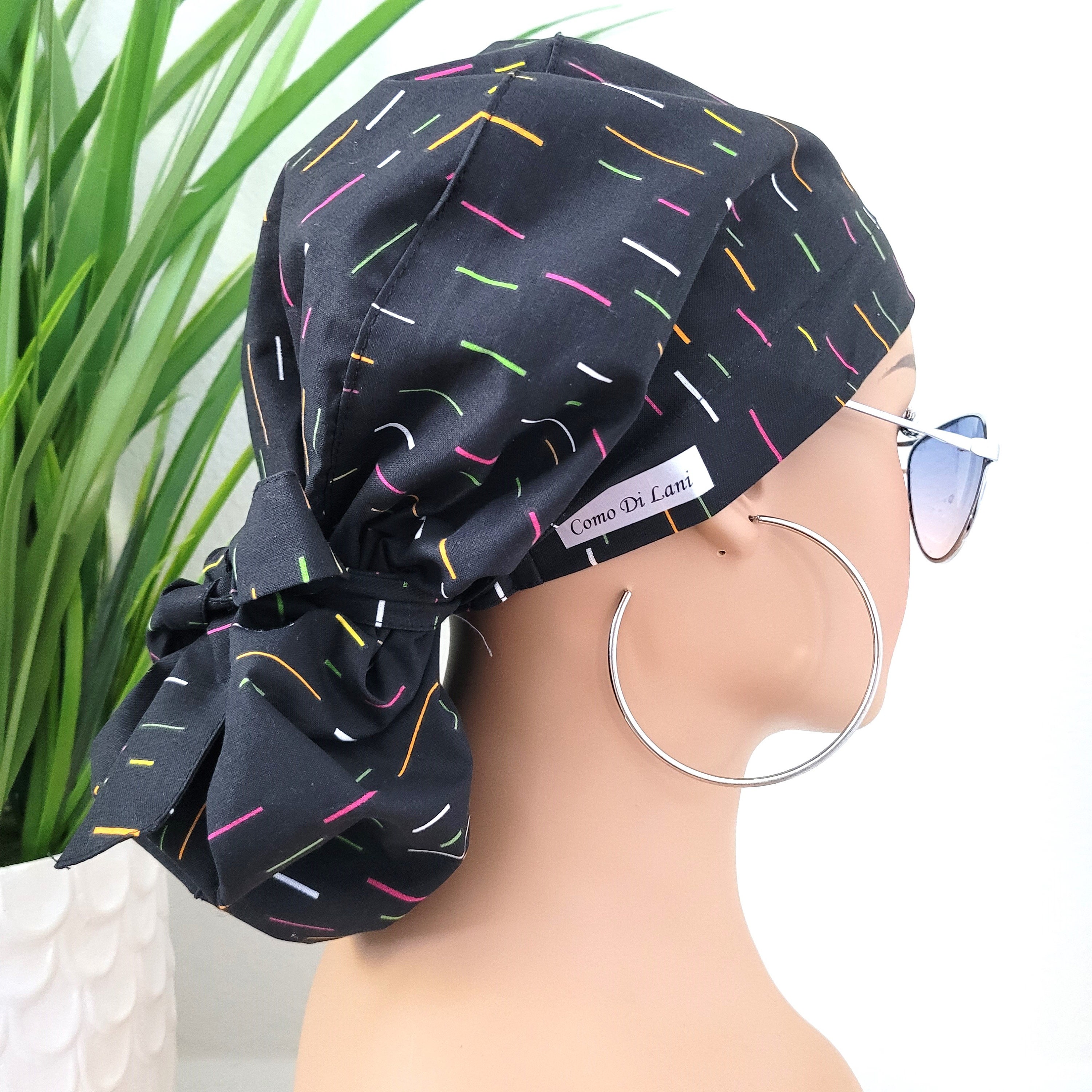 Large Satin Lined Scrub Hat, Protect Hair W/satin Lined Ponytail Scrub ...