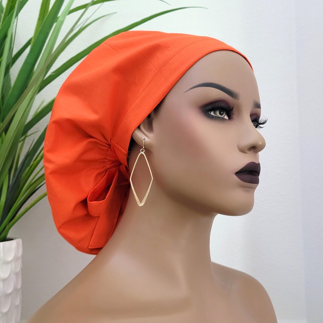 Large Satin Lined Scrub Hat, Protect Hair W/satin Lined Ponytail Scrub ...